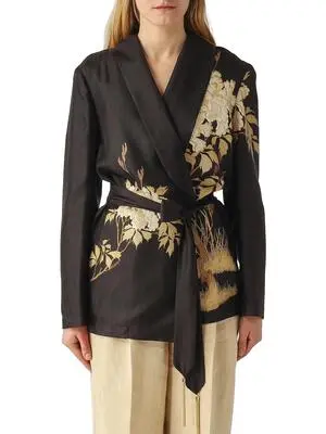 Max Mara Silk Twill Blazer Black