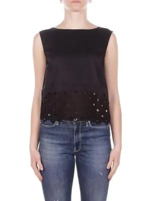 Max Mara Cotton Blend Sleeveless Top - Black