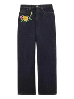 Kenzo Wildflower Straight-leg Japanese Denim Trousers - Blue