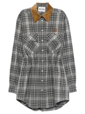 Miu Miu Flannel Mini Dress - Gray