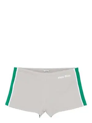 Miu Miu Recycled Technical Yarn Tailored Mini Shorts - Gray