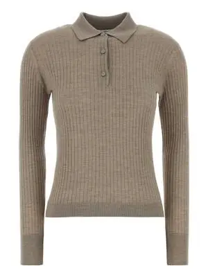 Max Mara Cashmere And Silk Polo Shirt Brown