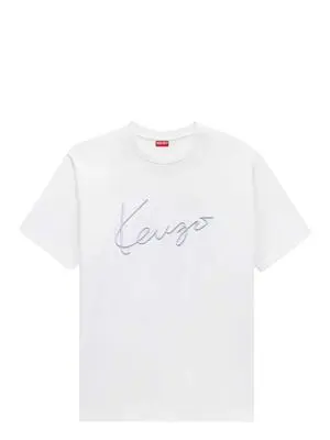 Kenzo Signature` Embroidered Cotton T-shirt - White