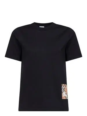 Burberry Check Patch Cotton T-shirt - Multicolor