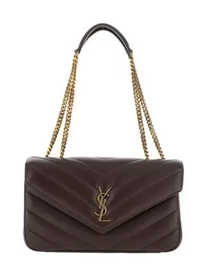 Saint Laurent Loulou' Brown Crossbody Bag With Chain Strap And Cassandre Plaque On The Front In Quilted Leather For - Multicolor
