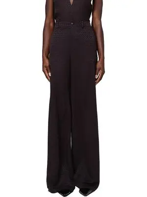 Gucci Silk Wide-leg Trousers With Horsebit Motif - Brown