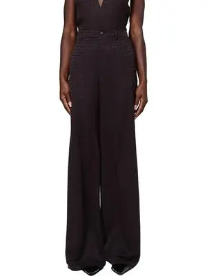 Gucci Silk Wide-leg Trousers With Horsebit Motif - Brown