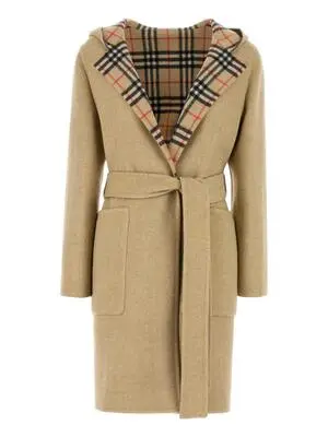 Burberry Beige Wool Reversible Coat - Brown