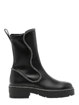 Rene Caovilla Leather Bootie - Black