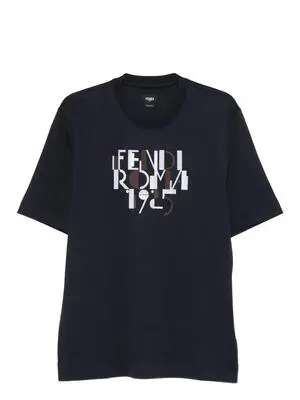 Fendi Roma 1925 Print Cotton T-shirt - Blue