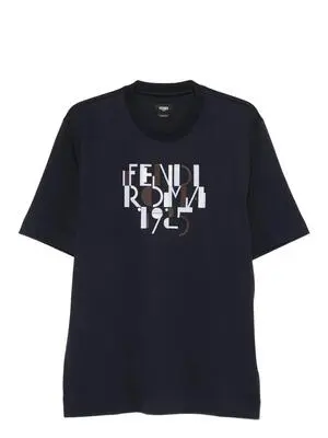 Fendi Roma 1925 Print Cotton T-shirt - Blue