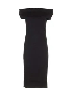 Bottega Veneta Off-the-shoulder Midi Dress - Black