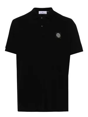 Stone Island Logo-patch Polo Shirt - Black
