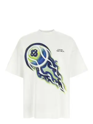 Casablanca Flaming Tennis Ball' T-shirt - White