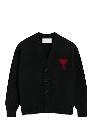 AMI Paris V Neck Cardigan With Contrasted De Coeur - Multicolor