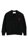 AMI Paris V-neck Cardigan With Contrasting De Cœur - Multicolor