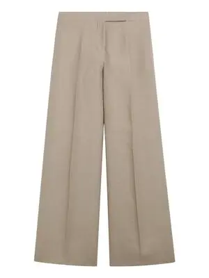 Max Mara Regular-fit Linen Natte Trousers - Cream