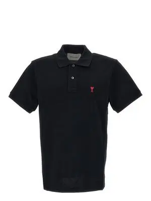 AMI Paris Polo With Red De Coeur - Multicolor