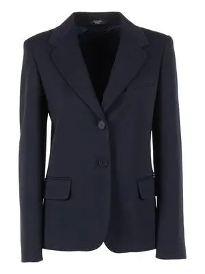 Max Mara Cotton Blend Single Breasted Blazer - Blue