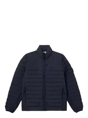 Stone Island Quilted Jacket With Logo Patch - Blue