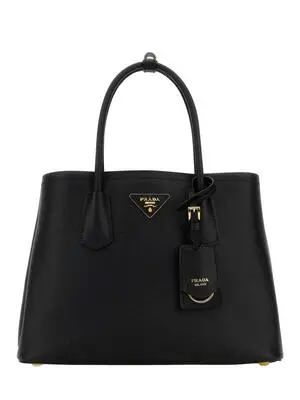 Prada Leather Small Double Handbag - Black