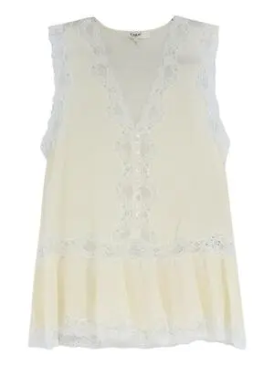 Chloé CHLOE Silk Top With Lace Inserts Multicolor