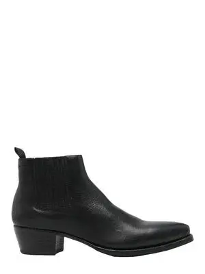 Prada Leather Pointed Toe Chelsea Boots - Black