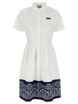 Miu Miu Cotton Blend Shirt Dress - White
