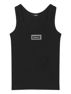 Versace VERSACE Stretch Ribbed Cotton Tank Top Black