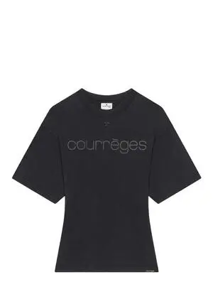 COURREGES Printed Logo T-shirt - Black