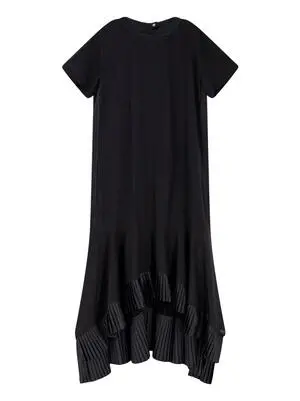 Sacai Cotton Dress With Pleated Details - Black