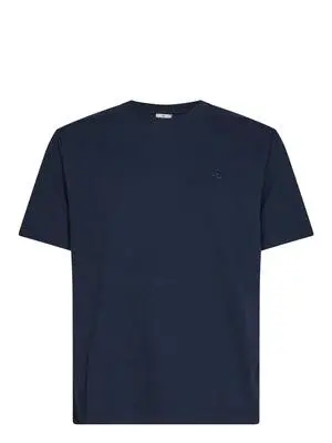 Etro Navy Blue Cotton Logo-embroidered T-shirt - Multicolor