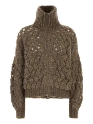Brunello Cucinelli Mohair Blend Cardigan - Brown