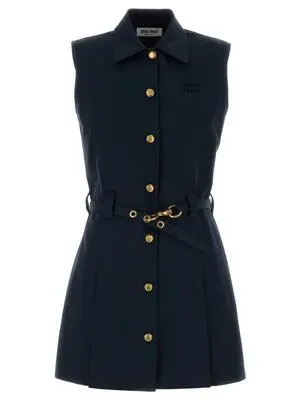 Miu Miu Poplin Mini Dress - Blue