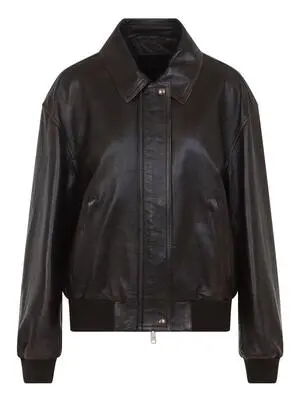 Prada Leather Bomber Jacket - Brown