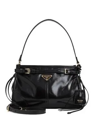 Prada Bonnie Small Leather Hobo Bag - Black
