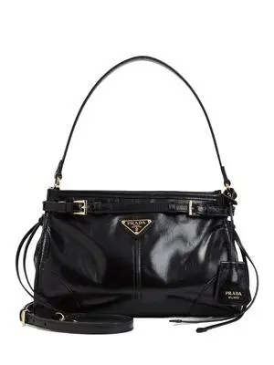 Prada Leather Hobo Bag - Black