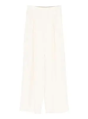 Max Mara Solid Wide Leg Palazzo Trousers - Cream