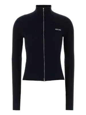 Miu Miu Cotton Zip-up Cardigan - Blue