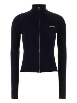 Miu Miu Cotton Zip-up Cardigan - Blue