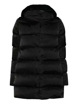 Herno A-shape Down Jacket In Satin And Alternative Fur - Black