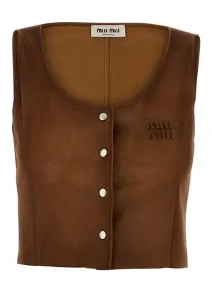 Miu Miu Suede Top - Brown