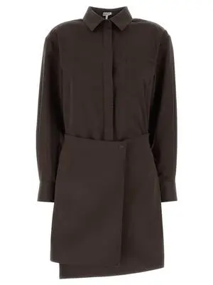 LOEWE Loewe Women Chocolate Gabardine Mini Dress