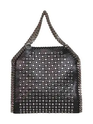 Stella McCartney Falabella Mini Bag In Alter Mat With Studs And Eyelets - Black