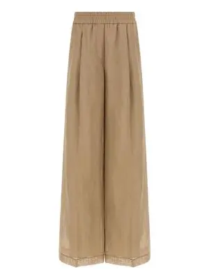 Brunello Cucinelli BRUNELLO CUCINELLI Wide Leg Cotton Organza Track Pants Cream
