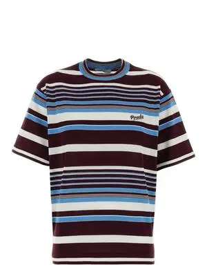 Prada Striped Cotton Crewneck T-shirt - Multicolor