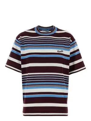 Prada Striped Cotton Crewneck T-shirt - Multicolor
