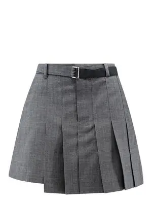 Sacai Pleated Wool Shorts - Gray