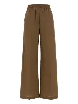 Brunello Cucinelli Cotton Blend Wide-leg Pant - Brown