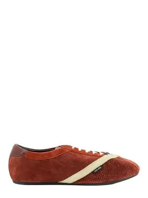 Celine The Flat Suede And Leather Sneakers - Multicolor